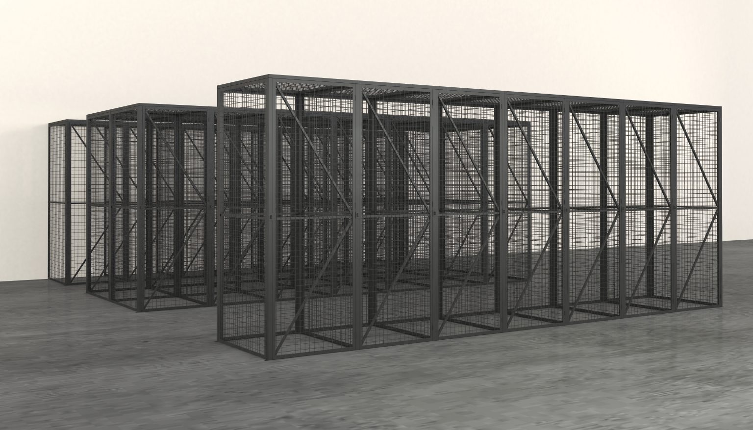 Steel cage storage lockers