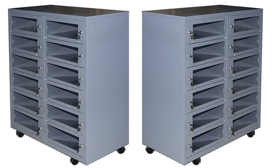 Metal Laptop Storage Locker in 12 Doors And Grey Color