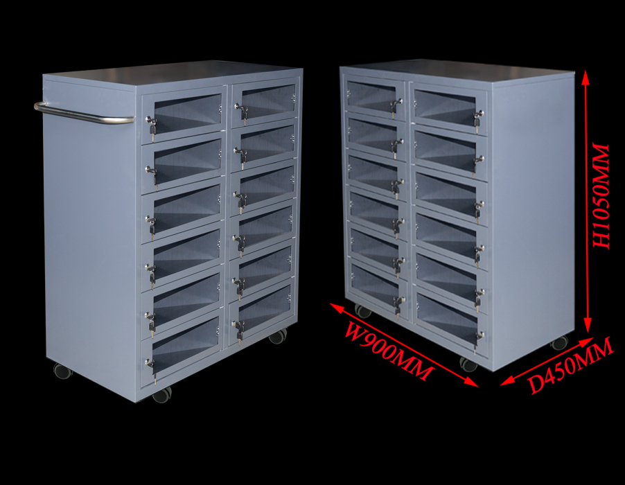 Metal Laptop Storage Locker in 12 Doors And Grey Color