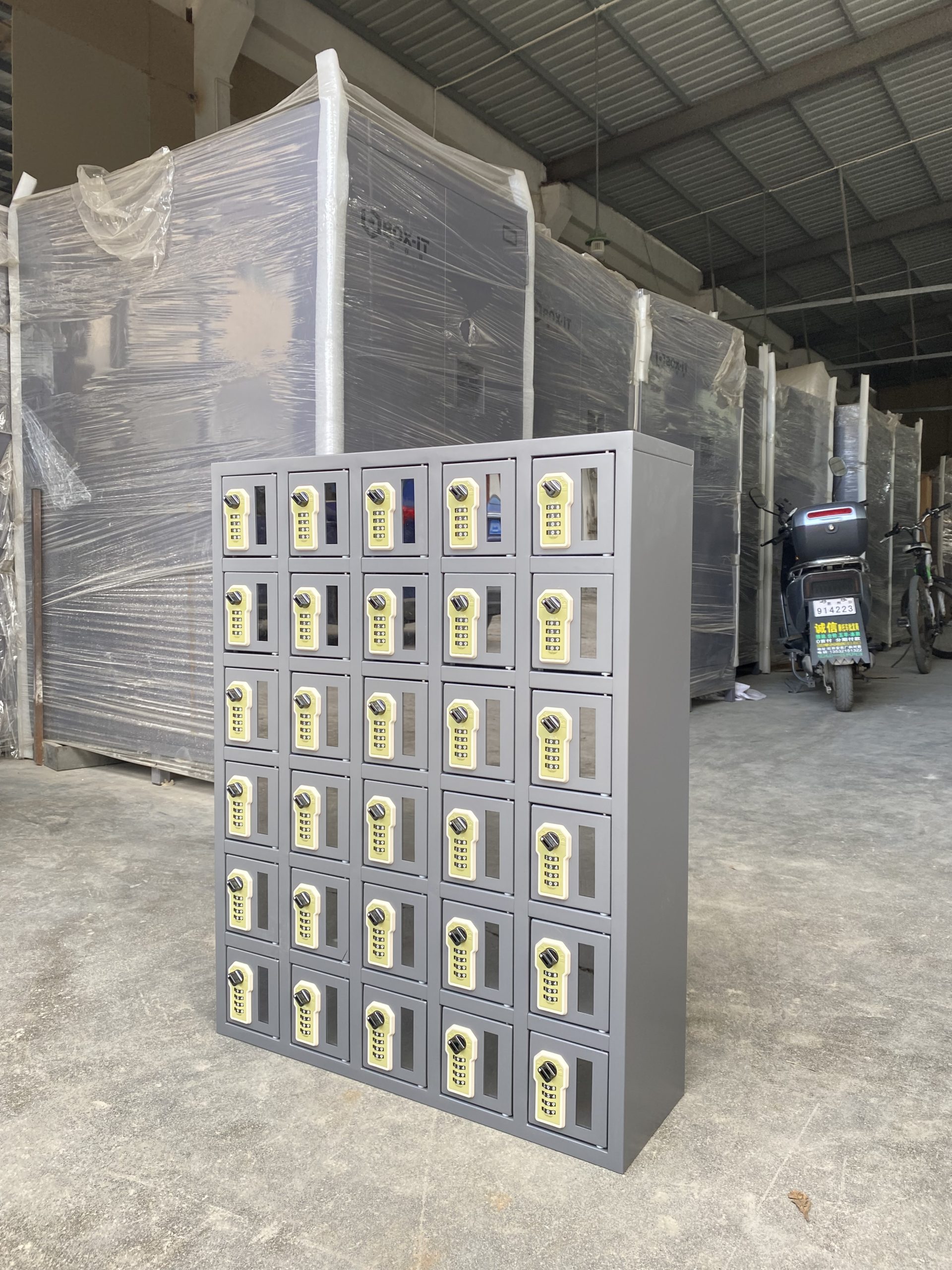 Cell phone storage locker of steel furniture