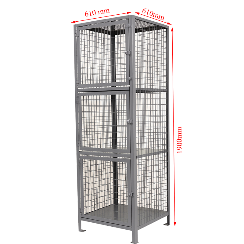 Steel Wire Mesh Locker In 3-Doors With Hasp For Padlock