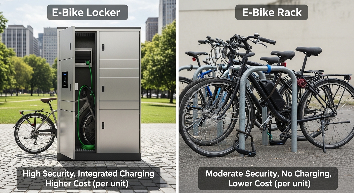 E-Bike Locker vs E-Bike Rack: Safety, Charging & Cost Compared